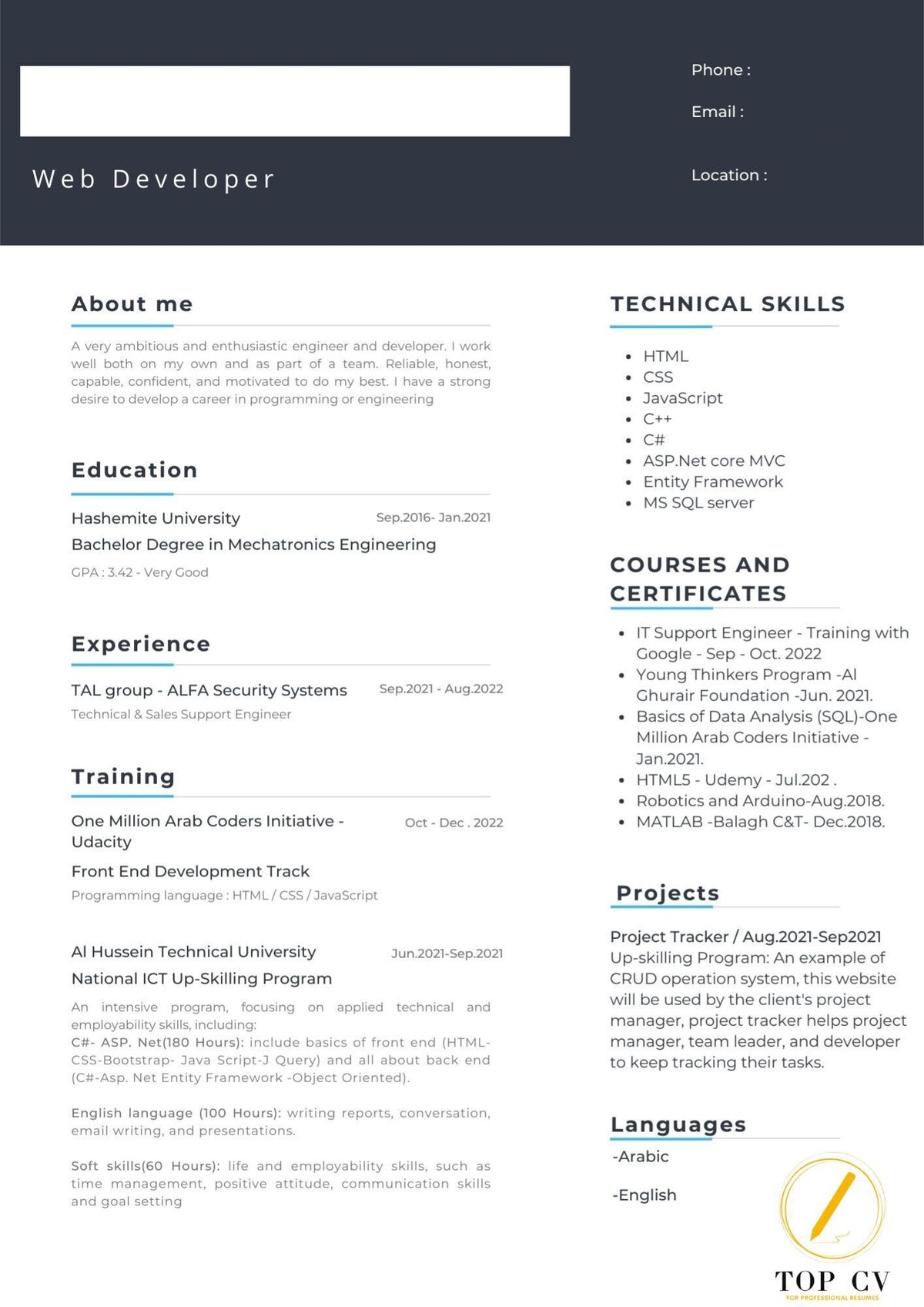 CV examples - صور